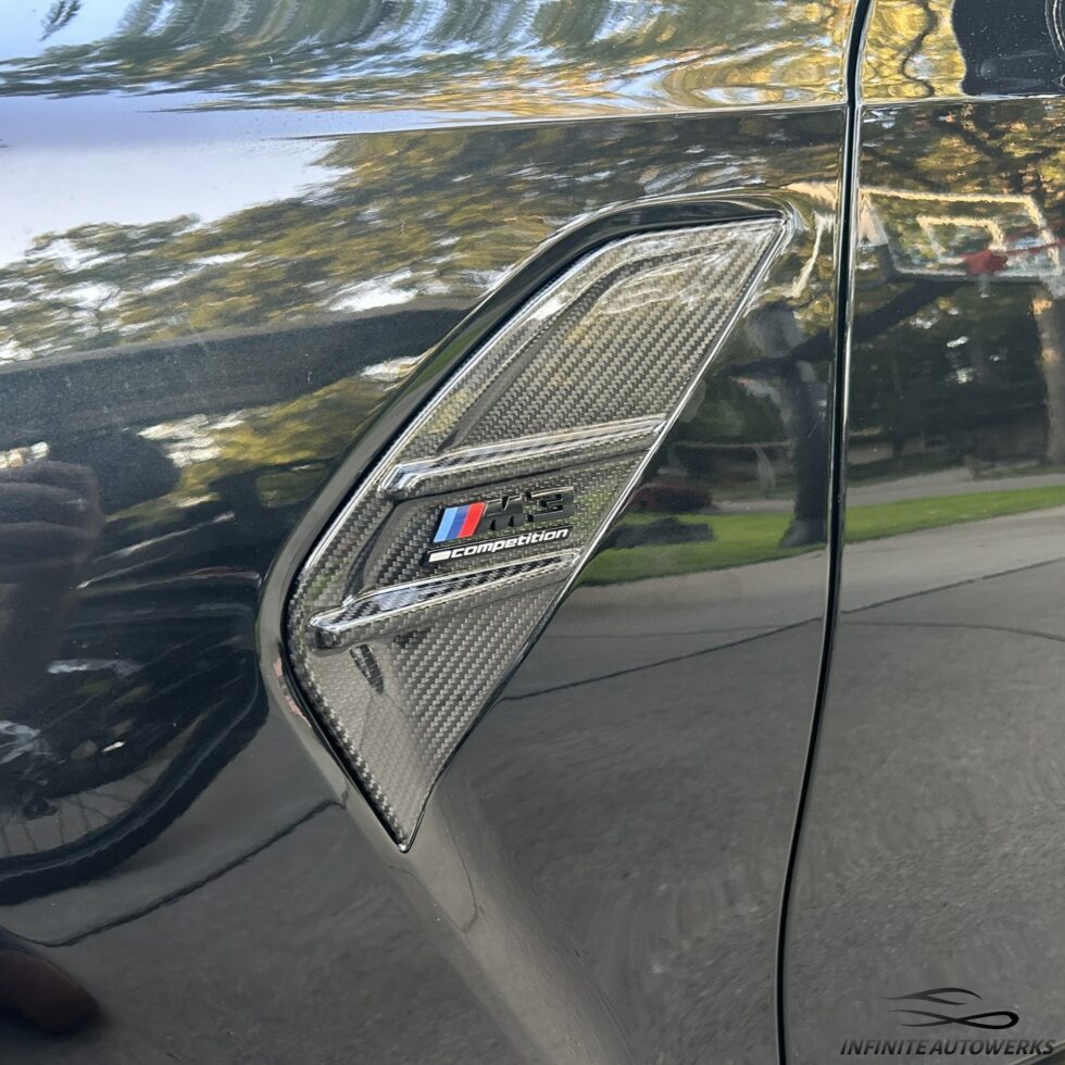 IAW CARBON - Side Fender Vent Trims – BMW G80 M3 - Dry Carbon Fiber ...